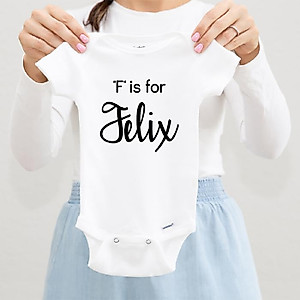"F" is for Felix Baby Bodysuit, Felix Pregnancy Announcement, Felix Name Bodysuit, Baby Shower Gift, Size 0-3 Months