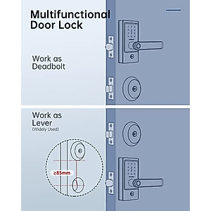 Keyless Entry Door Lock, Zomnua Fingerprint Lever Lock Keypad Door Lock with Handle, Deadbolt Alternative Front Door Lock Biometric Passcode Code Door Lock with IC Card for Home Hotel Office (Silver)
