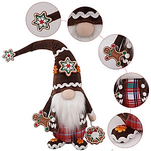 Thasungo Gingerbread Gnomes Couple Christmas Gnomes with Snowflake Kitchen Tiered Tray Decorations, Buffalo Plaid Winter Plush Elf Dwarf Christmas Ornaments Decor Set of 2