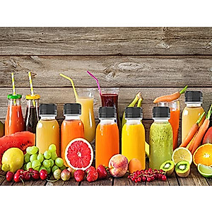 10 Pcs 5 oz Plastic Juice Bottl, Reusable Transparent Bulk Beverage Container With Black Lid, Suitable For Juice, Milk And Other Beverages