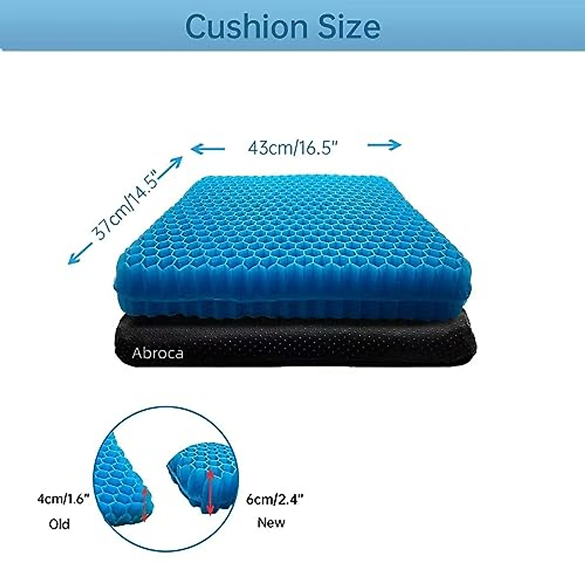 Seat Cushion, 2.4" Thick Gel Seat Cushion for Office Desk Chair Wheelchair Long Sitting Back Sciatica Tailbone Pressure Pain Relief, Car Seat Cushion Pad, Gaming Computer Chair Seat Cushions Pads