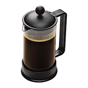 Bodum 12 oz Brazil French Press Coffee Maker, High-Heat Borosilicate Glass, Black - Made in Portugal