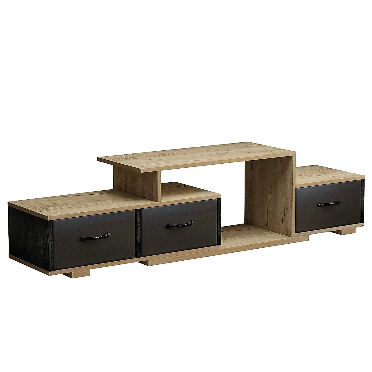 WelFurGeer Black TV Stand for 32/55/65/70 inch TV, Entertainment Center for Video Gaming, Modern Television Stands with Storage Drawers, Media Center for Living Room, Bedroom, Toolless Assembly