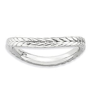 2.25mm Stackable Sterling Silver Curved Wheat Pattern Band, Size 8