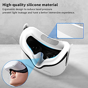 Woocon [3in1] Shell Front Face Protector Cover for Oculus Quest 2 Accessories,VR-2 Waterproof Silicone Face Cover Pad and Protective Lens Cover Anti Scratch Anti Dust Anti Shock VR-2 Case(White)