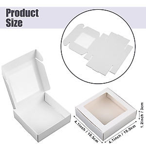 Zonon 30 Pcs Soap Boxes for Homemade Soap Boxes Packaging Small Gift Box Mini Kraft Treat Boxes with Window Present Packaging Box for Bakery Candy Soap Making,4.13 x 4.13 x 1.18 Inch (White)
