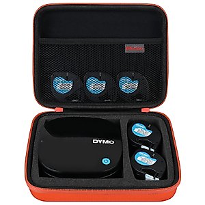 Elonbo Carrying Case for DYMO LetraTag 200B Bluetooth Label Maker, Compact Label Printer Travel Protective Bag Storage Holder, Extra Mesh Pocket Fits Label Tapes Paper Cable. Coral Red