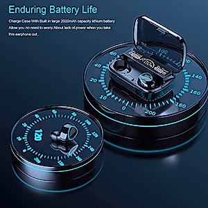 Suomi Wireless Earbuds Bluetooth, 180 Hours Playtime Ear Buds Built-in Microphone Earphones, Immersive Sound Smart LCD Display, IPX7 Waterproof Touch Controls Cordless Headset with Charging Case