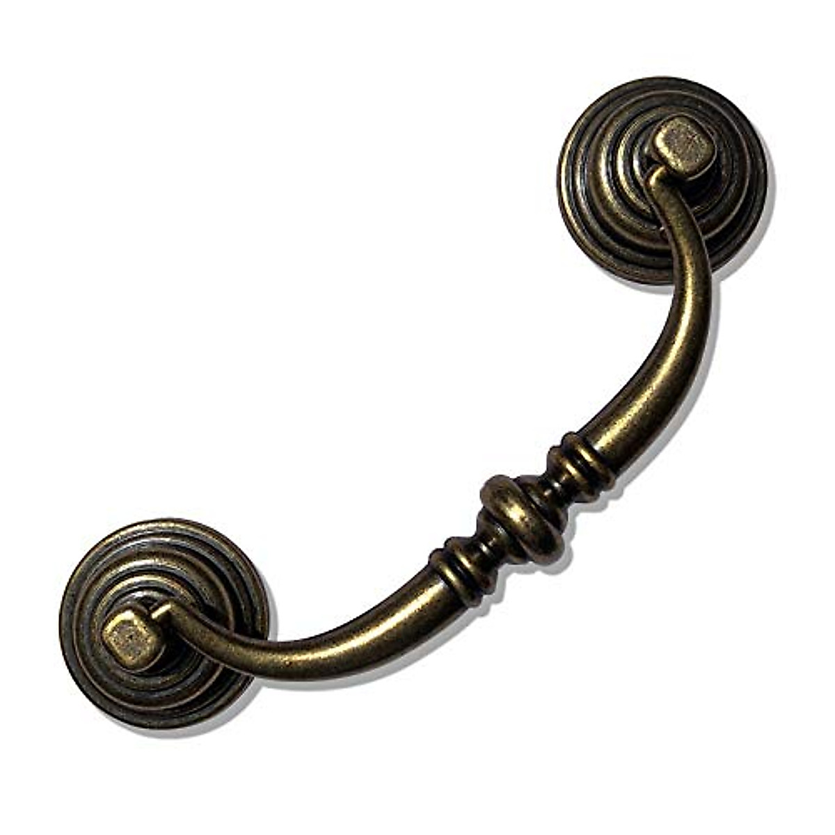 MuDuJia 6-Pack 3 1/2 Inch Shabby Chic Drawer Pulls Handles Antique Bronze Kitchen Cabinet Drop Bail Pulls Handles (6, 3.5" Hole Center/Antique Brozne)