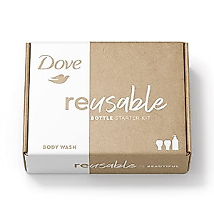 Dove Body Wash Concentrate Refills (x2) & Recyclable Aluminum for Instantly Soft Skin Reusable Bottle Starter Kit for Lasting Skincare Nourishment 4 FL OZ (makes 16 fl oz)