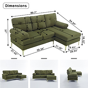 SZLIZCCC Modern Sofa Couch L-Shaped Sofas, Convertible Sleeper Sofa, Living Room Chaise Longue, Living Room Bedroom Home Office Combination Sofa(80" L Grenn)