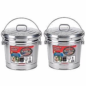 Behrens 6 Gallon Rust-Proof Steel Locking Lid Trash Can(6 gal) Made in USA (Тwo Рack)