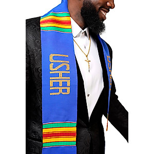 Dupsie's Usher Hand-woven Kente Cloth Stole/Sash. Blue