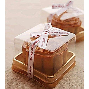 50 Pack Gold bottom Clear cover plastic mini cake box - muffin box - moon cake box - mung bean cake snow Mei Niang box（bottom 2 1/4 Inch X high 1-1/2 Inch）