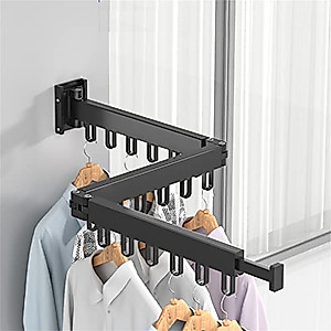 N/A Folding Clothes Hanger Wall Mount Retractable Cloth Drying Rack Indoor & Outdoor Space Saving AluminumFolding Clothes