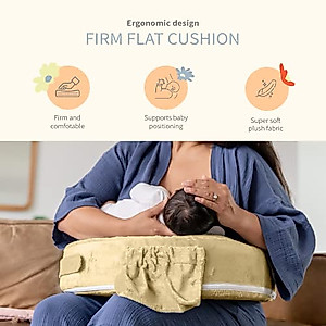 My Brest Friend Super Deluxe Nursing Pillow for Breastfeeding and Bottlefeeding with Lumbar Support, Convenient Pocket and Removable Slipcover, Gold