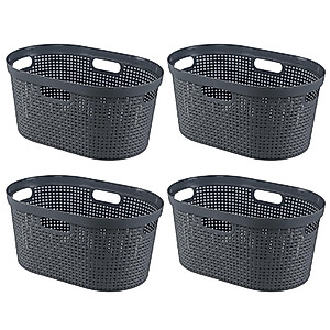 Julyeen 4 Packs Plastic Laundry Clothes Baskets Bins, 40L Large Storage Laundry Hamper (Grey)