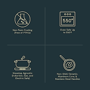 Caraway Nonstick Ceramic Dutch Oven Pot with Lid (6.5 qt, 10.5") - Non Toxic, PTFE & PFOA Free - Oven Safe & Compatible with All Stovetops (Gas, Electric & Induction) - Navy