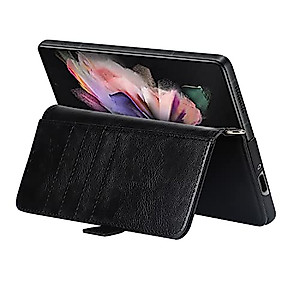 EAXER for Samsung Galaxy Z Fold 3 5G Luxury Leather Wallet Case Cover with S Pen Slot PU Leather Flip Folio Case with Card Slots RFID Blocking Kickstand Phone Cover for Z Fold3 5G (2021) - Black