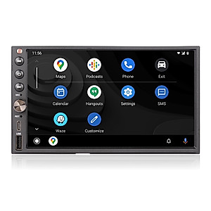 Double din Car Stereo Compatible with Wireless Carplay/Android Auto IPS Touchscreen Car Stereo with Bluetooth/Mirror Link/Hands-Free Calling/FM/AM/EQ