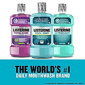 Listerine Cool Mint Antiseptic Mouthwash to Kill 99% of Germs That Cause Bad Breath, Plaque and Gingivitis, Cool Mint Flavor, 1 L (Pack of 2)