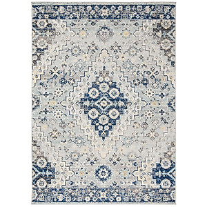 SAFAVIEH Madison Collection Accent Rug - 4' x 6', Grey & Cream, Diamond Medallion Distressed Design, Non-Shedding & Easy Care, Ideal for High Traffic Areas in Entryway, Living Room, Bedroom (MAD616F)
