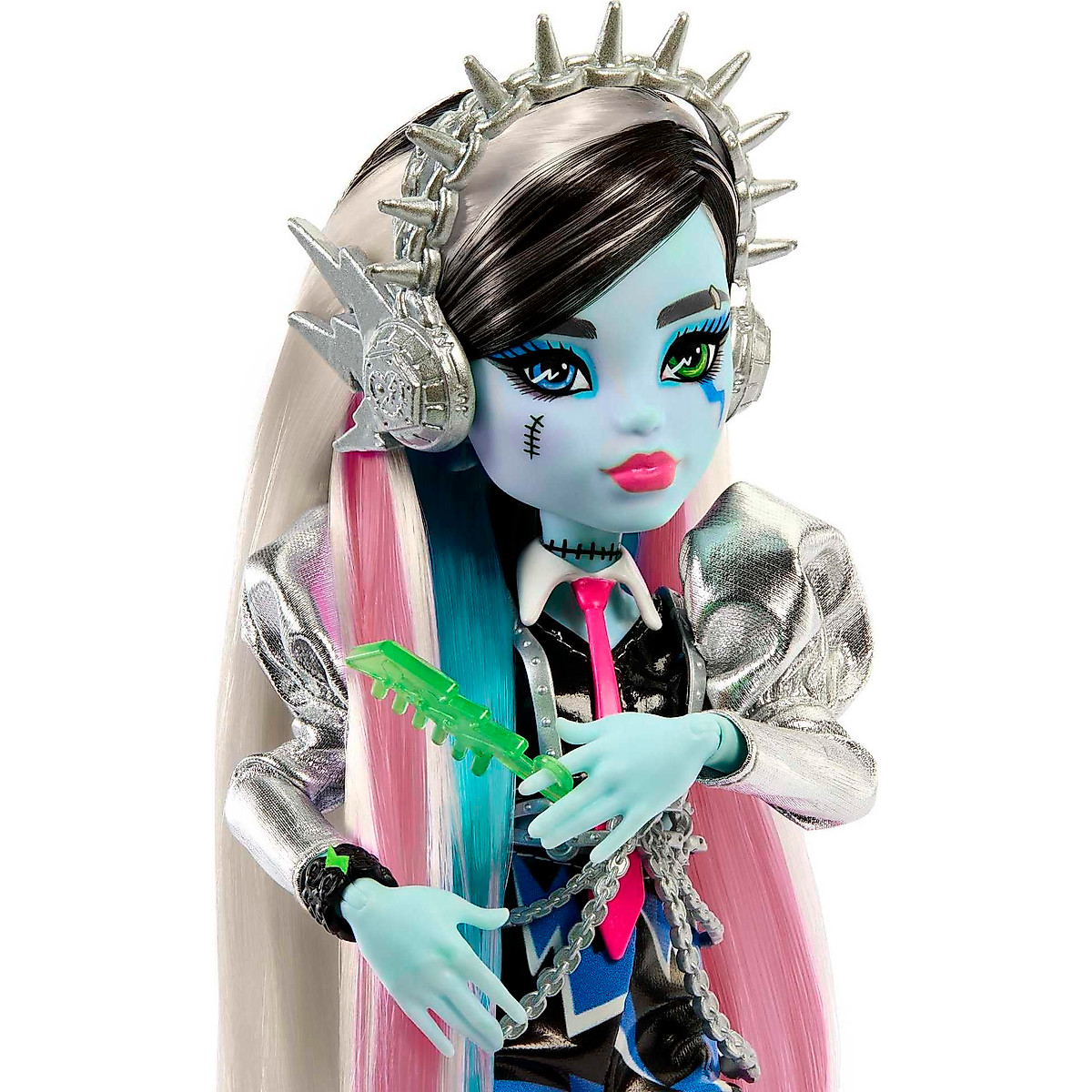 Monster High Doll, Amped Up Frankie Stein Rockstar with Instrument & Performance-Themed Accessories Like Headphones