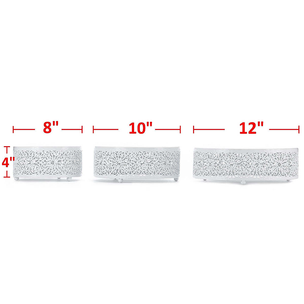 Hotity 3 Sets Cake Stands Round Cake Stand Set Metal Display Cupcake Stands for Dessert, White