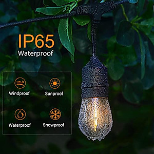 Solar String Lights Outdoor - 34FT 15 LED Patio Lights, USB & Solar Powered Outdoor String Lights with 4 Lighting Mode, IP65 Waterproof Garden String Lights for Outside Cafe Yard Bistro, Warm White