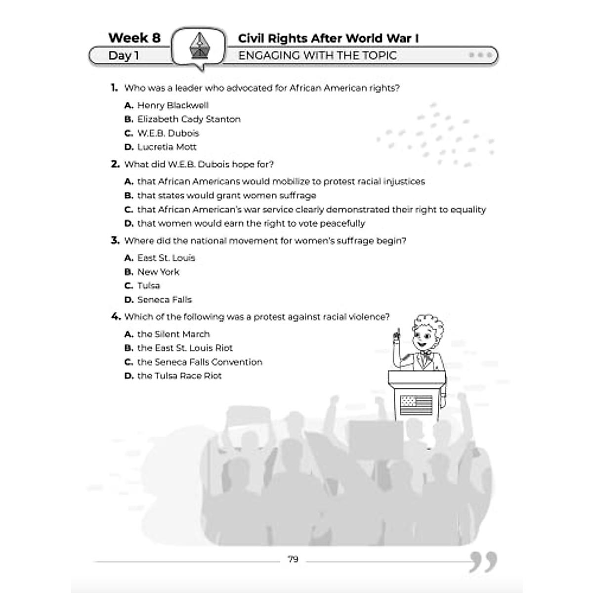 8th Grade Social Studies: Daily Practice Workbook | 20 Weeks of Fun Activities | History | Civic and Government | Geography | Economics | + Video Explanations for Each Question