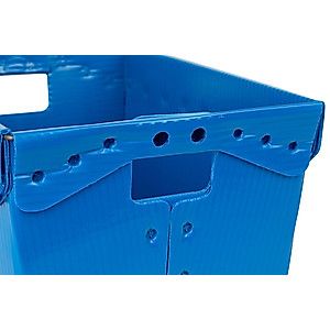 Hudson Exchange 18.25 x 13.25 x 11.75 (1 Pack) Corrugated Space Age Handled Storage Container Mail Tote, Blue