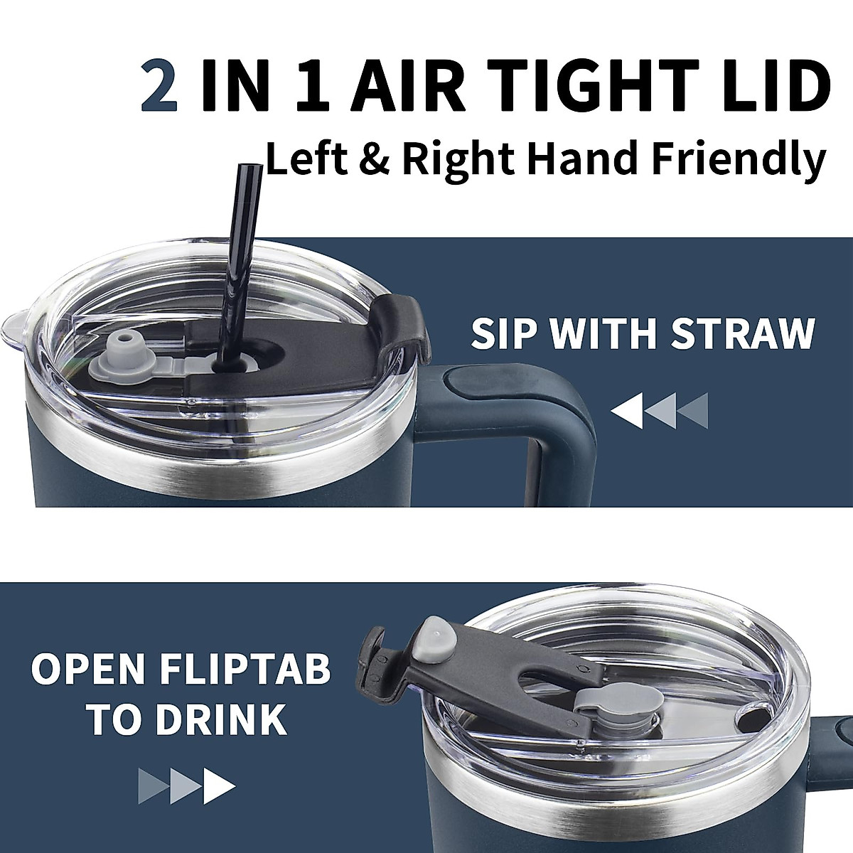 StarSpeed 40 oz Tumbler with Handle and Straw Lid | Stainless Steel Water Bottle Travel Mug Reusable Insulated Cup With Lid And Straw, Keep Cold Heat and Ice for Hours(40oz,Indigo)…