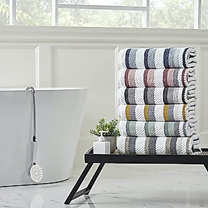 Modern Threads Pax 6-Piece Reversible Yarn Dyed Jacquard Towel Set - Bath Towels, Hand Towels, & Washcloths - Super Absorbent & Quick Dry - 100% Combed Cotton, Ivy