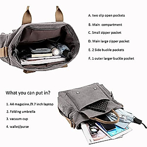 Canvas Messenger Bag Vintage Crossbody Shoulder Hobo Bag with Pockets Unisex Medium Size Tote Purse