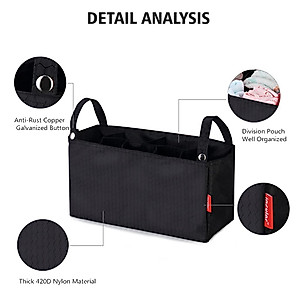 Universal Baby Stroller Organizer Secure Hanging Bag Multifunctional Separate 7 Compartments Diaper Infants Essentials Storage Pouch Buggy Buddy Carriage Pushchair Pram Jogger Wheelchair Accessories