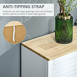 HOMCOM Sideboard Buffet Cabinet, Kitchen Cabinet, Coffee Bar Cabinet with Double Louvered Doors and Adjustable Shelf for Living Room, Hallway, White