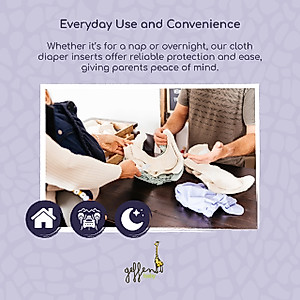 Geffen Baby Newborn Super Absorbers Cloth Diaper Inserts - 3 Pack | 5-Layer Reusable Booster Pads for Heavy Wetters, Overnight Diapering, and Naps | Slim Fit for Newborns