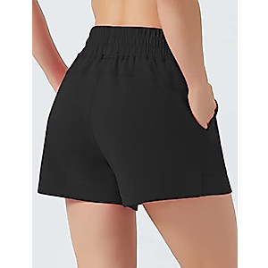 THE GYM PEOPLE Women's Drawstring Sweat Shorts High Waisted Summer Workout Lounge Shorts with Pockets Black