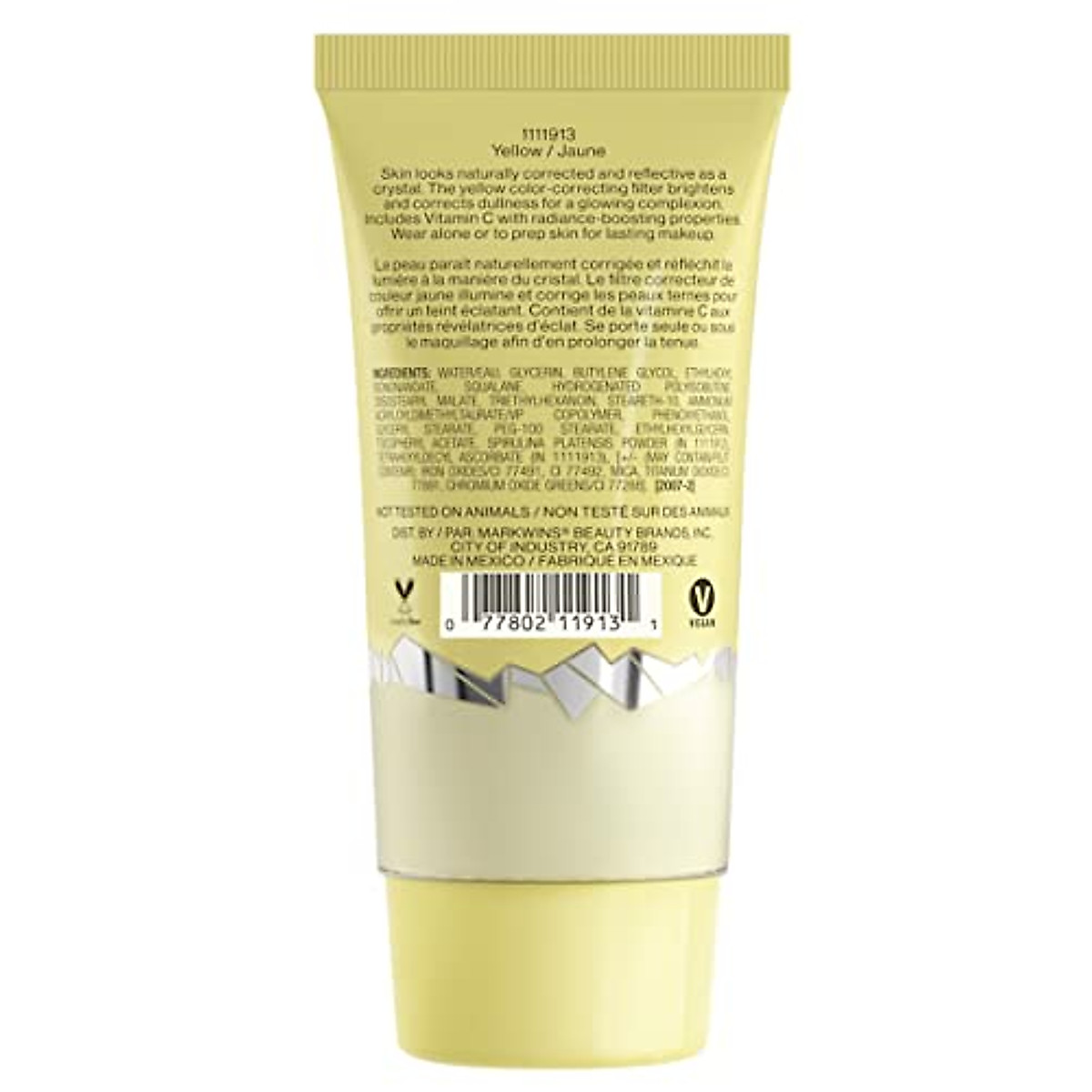 wet n wild Prime Focus Glass Skin Correct Primer, Bright Crystal Finish, Yellow