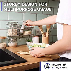 KINCMAX Shower Caddy, Rustproof SUS304 Stainless Steel, Adhesive Wall Mount Drill-Free Baskets with Hooks (Polished Silver)