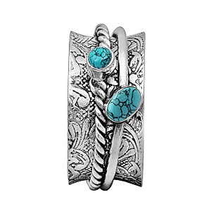 Spinner Ring !! 925 Sterling Silver Turquoise Gemstone Meditation Ring, Anxiety Ring, Fidget Ring, Anti Stress Ring, Worry Band (8.5)