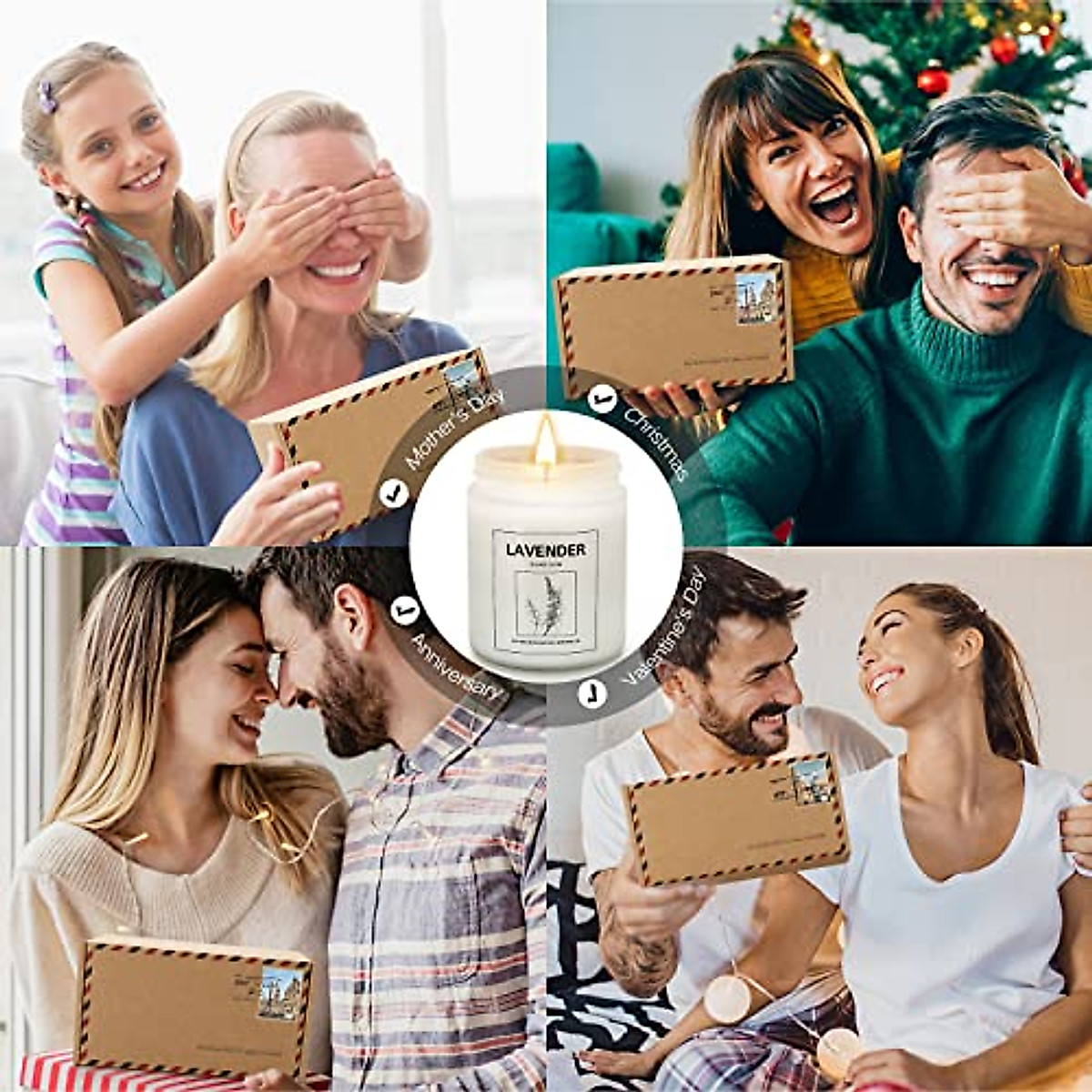 4 Pack Candles for Home Scented, Lavender Candles Set, Aromatherapy Jar Candles for Home, 28 oz 200 Hour Long Lasting Candles, Scented Candles Gifts Set for Women, Birthday, Valentine, Anniversary