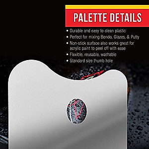 Custom Shop Plastic 14.5" x 10" Body Filler Mixing Board/Pallete (Pack of 2) with 4, 5, & 6 Inch Body Filler Spreaders for Automotive Body Fillers, Putties and Glazes