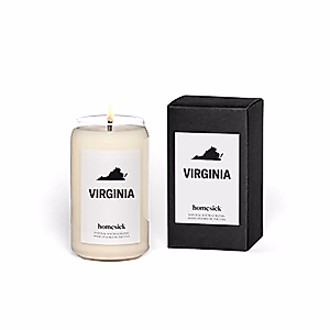 Homesick Premium Scented Candle, Virginia - Scents of Oakmoss, Pinewood, Tonka Bean, 13.75 oz, 60-80 Hour Burn, Natural Soy Blend Candle Home Decor, Relaxing Aromatherapy Candle