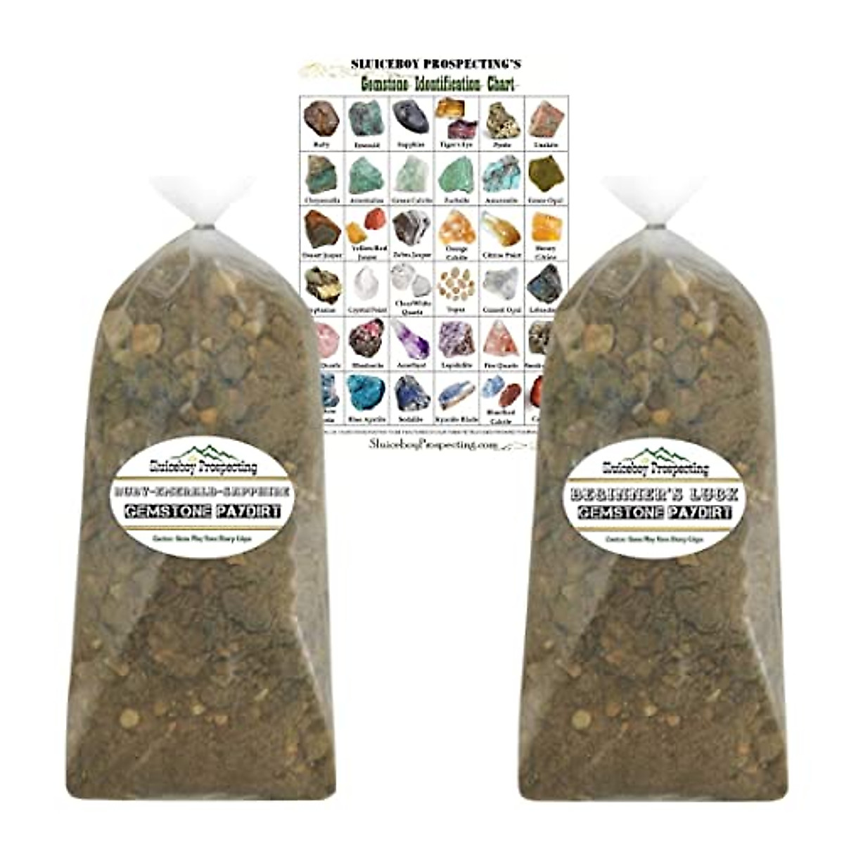 Gold and GEM Mining KIT | Gold Paydirt & Gemstone Paydirt | Gold Pans | Classifying Screen | Snifter Bottle | Gem ID Chart | Vial
