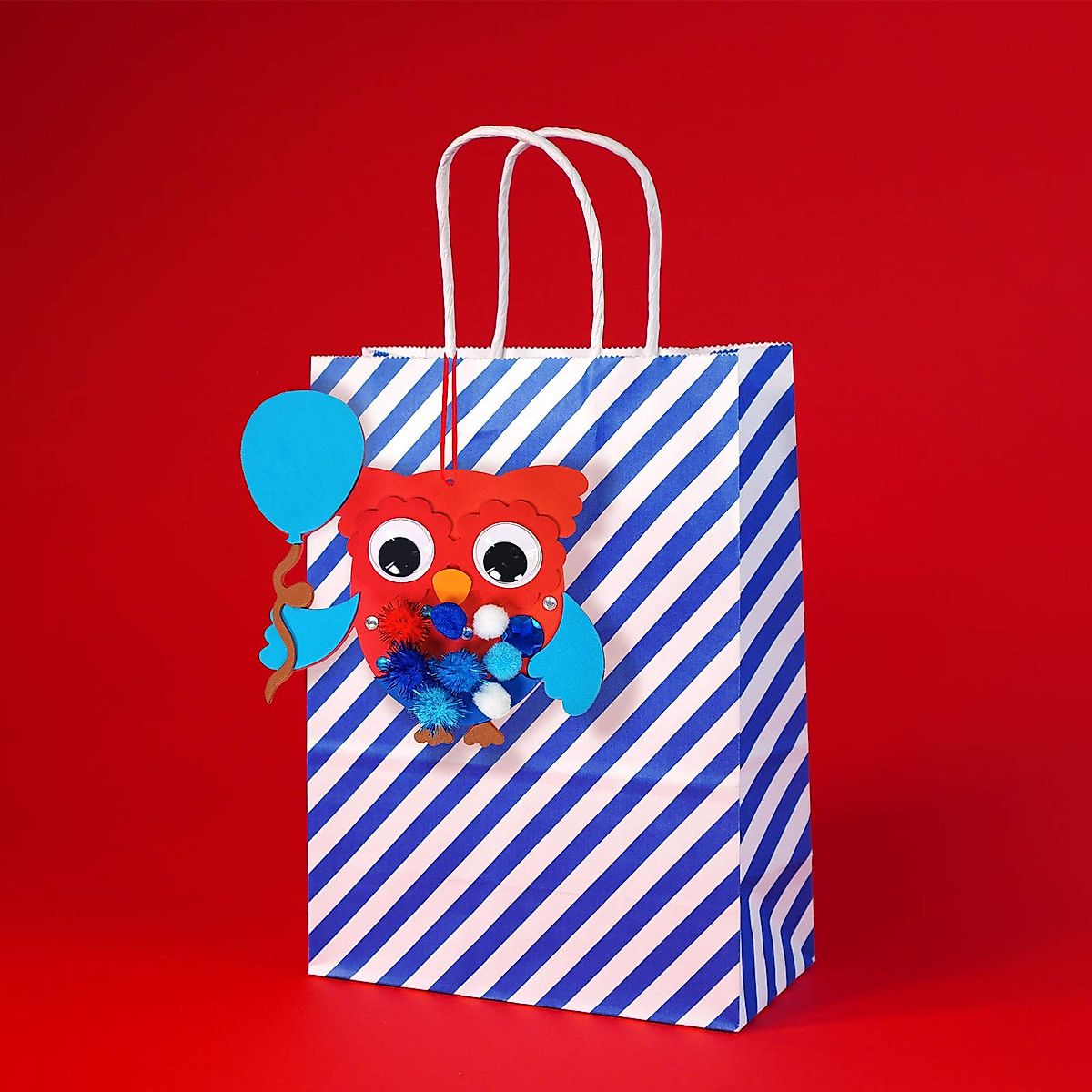 Winlyn 24 Sets 4th of July Patriotic Owl Ornaments Decorations DIY Patriotic Craft Kits Owl Red White Blue USA Flag Pinwheel Stickers Googly Eyes for Kids Favors Classroom Home Activity Art Project