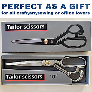 10 Inch Sewing Scissors For Fabric Cutting,Zinc Alloy Handle,Sharp Stainless Steel Blades,Fabric Scissors For Dressmakers Craft Decorate(SILVER)