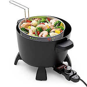 Presto 8-Quart Big Kettle, Steamer and Deep Fryer Multi-Cooker, Black