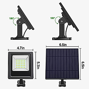 Solar Lights Outdoor Solar Flood Lights IP65 Waterproof Dusk to Dawn Lights Auto On/Off Bright White Solar Security Lights with 16.4Ft Cable for Front Door Barn Garden Garage Pathway Yard Patio Pool