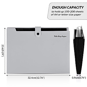 SKYDUE Expanding File Folders with 8 Pockets, Accordion File Organizer, Portable Document Paper Organizer for Home, School, and Office, Pack of 2, Gray